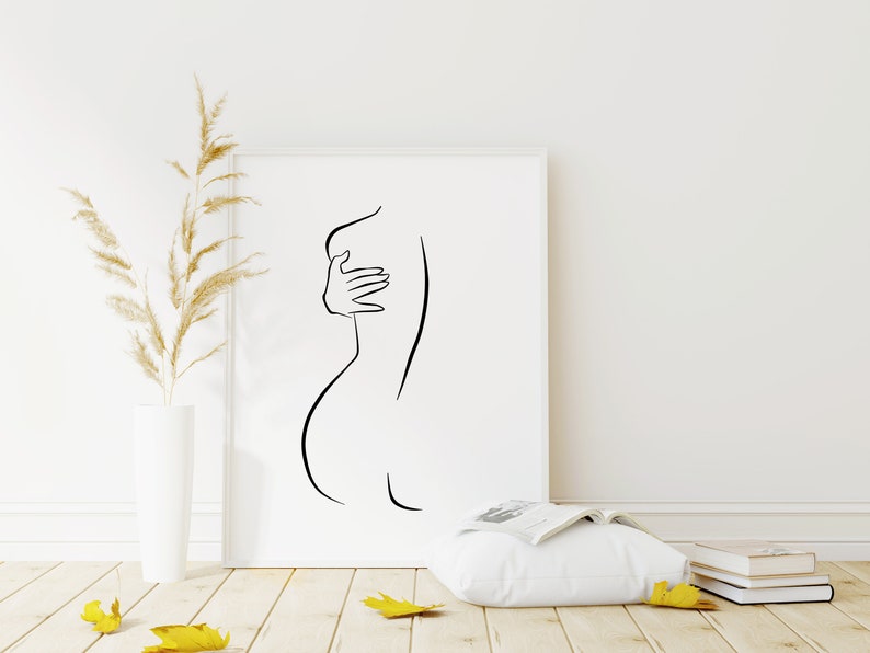 Woman Back Print Abstract Female Body Drawing Female - Etsy