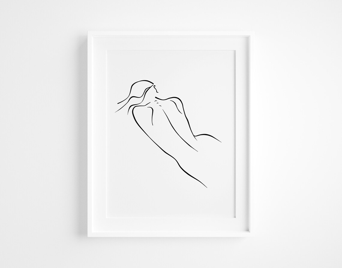 Woman Back Line Art Body Outline Print Feminine Art Print | Etsy