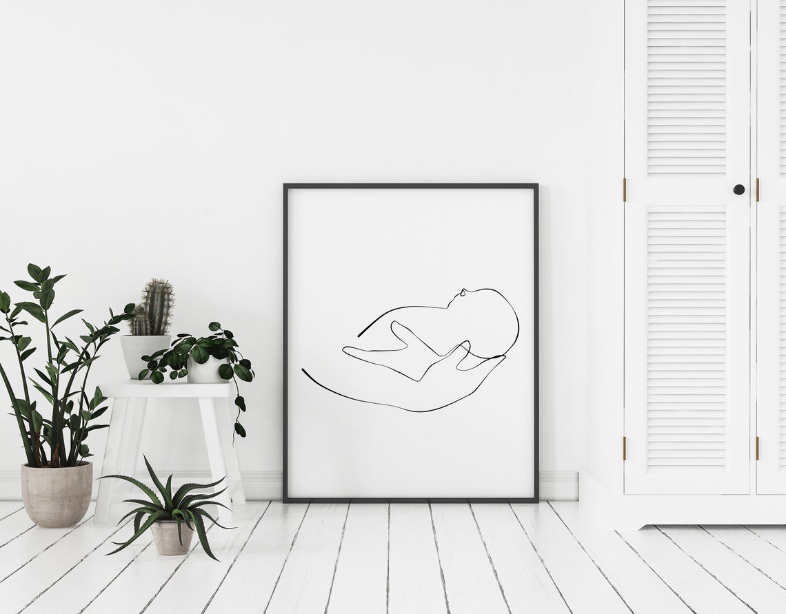 Newborn Line Art One Line Drawing Baby Abstract Hands Print - Etsy