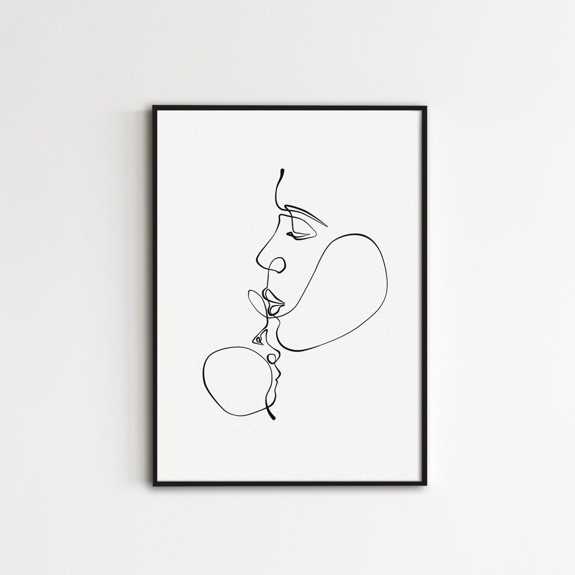 Mother And Child Line Art One Line Face Print Mom And Baby | Etsy