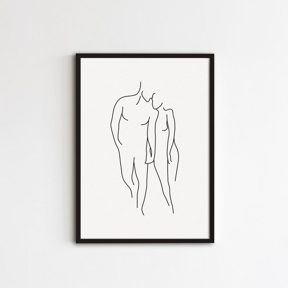 Couple Line Art Minimalist Love Line Drawing Abstract Figure | Etsy