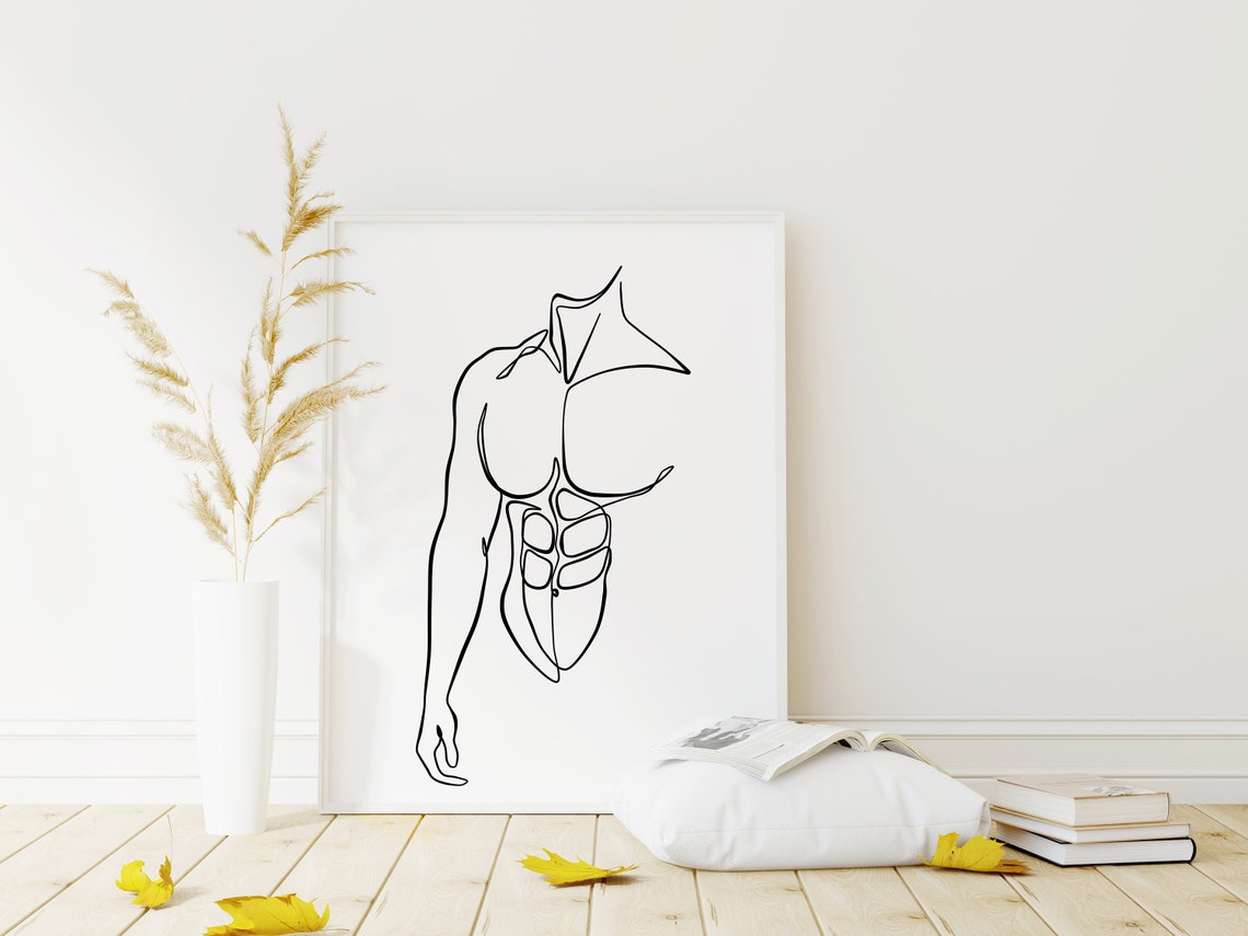 Man Line Art Male Body Line Drawing Abstract Naked Body - Etsy