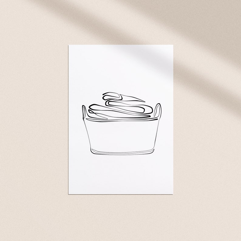 Laundry Line Art Utility Room Print One Line Drawing | Etsy