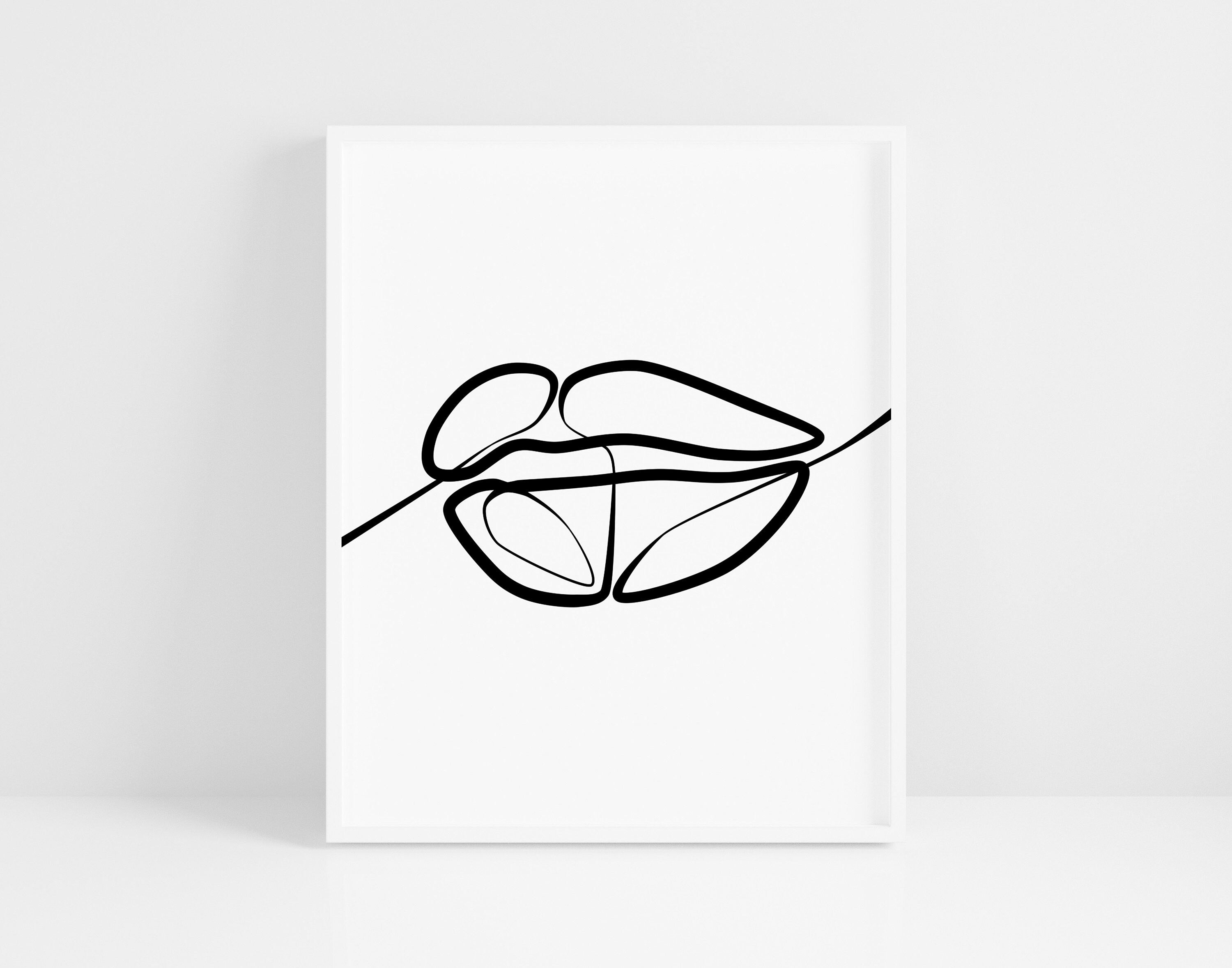 Lips Line Art Print, Minimalist Woman Wall Art, One Line Drawing ...