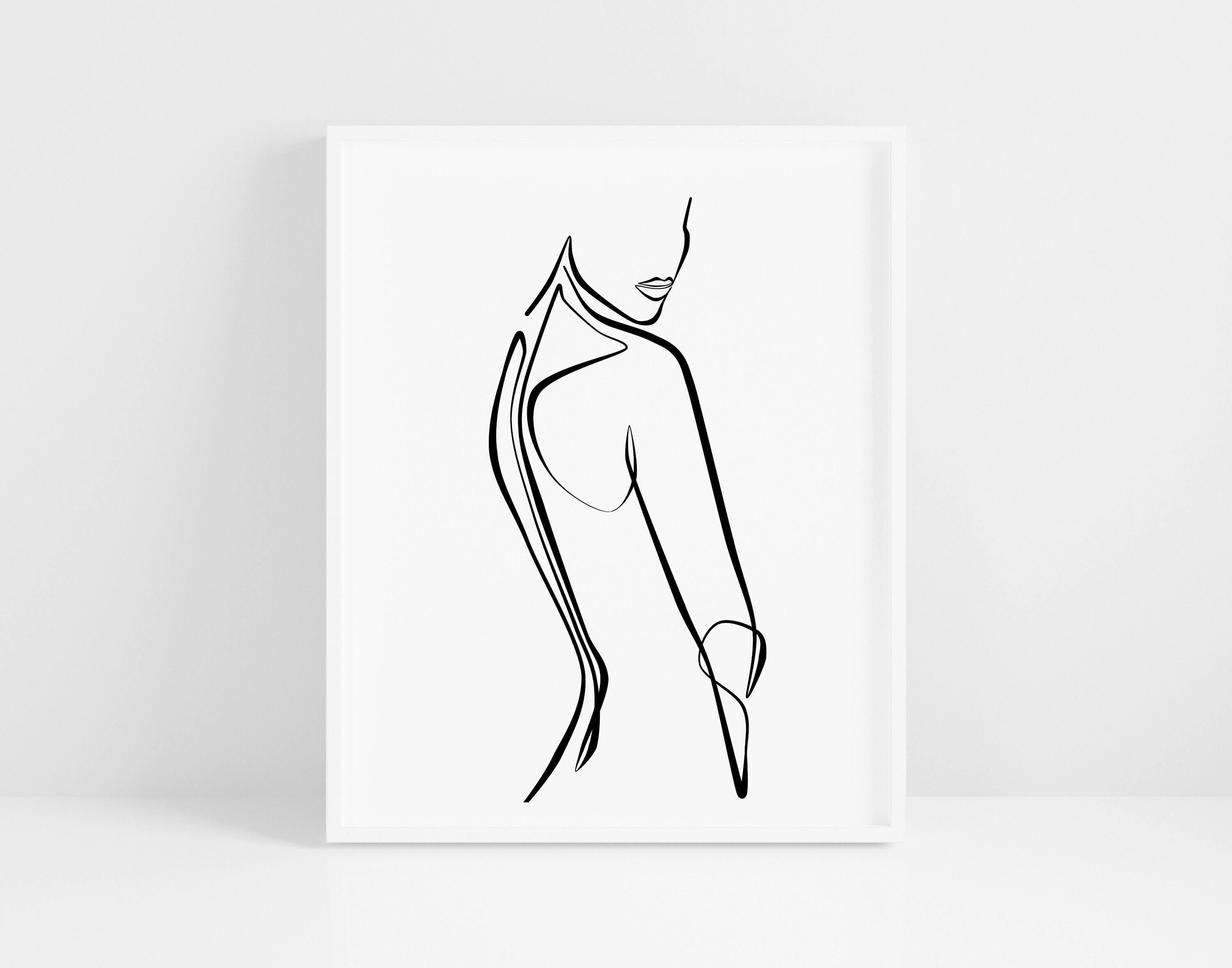 Woman Back Print Minimal Line Art Woman Minimalist Female | Etsy