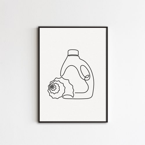 Laundry Line Art Utility Room Print One Line Drawing - Etsy