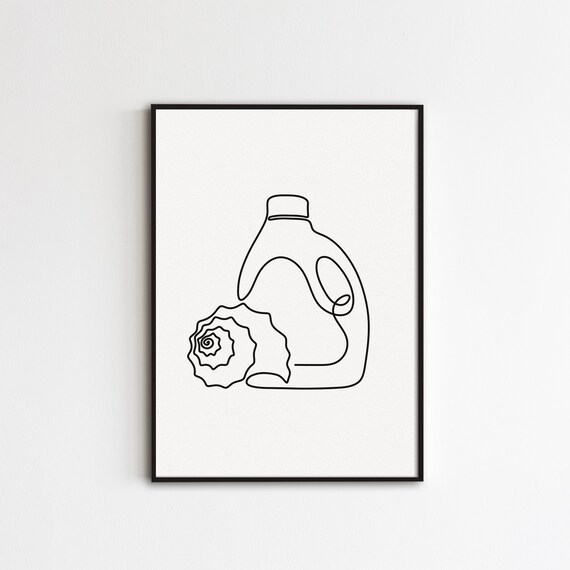 Laundry Line Art Kitchen Line Drawing Minimalist Bathroom | Etsy