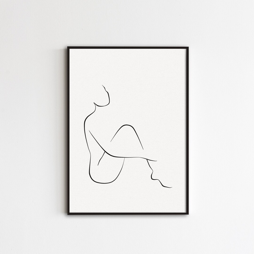 Minimal Woman Figure Body Line Art, Abstract Female Drawing, Minimalist ...