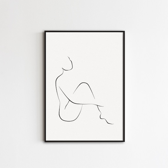 Abstract Woman Body Line Art Minimal Female Figure Drawing Etsy