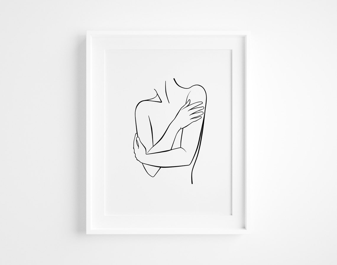 Self Love Print Line Art Breast Minimal Line Drawing Woman - Etsy