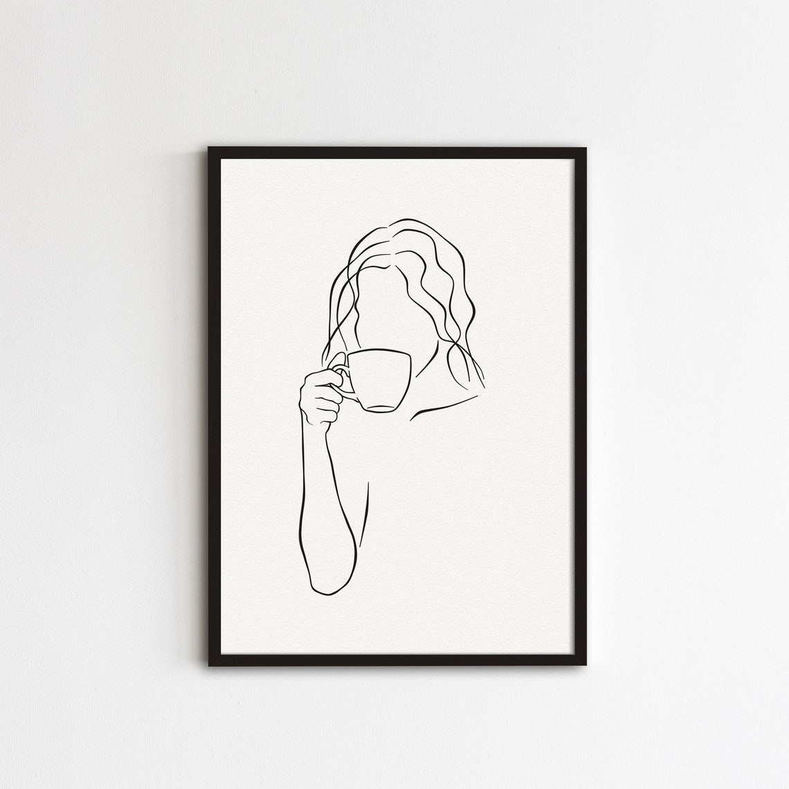 Coffee Line Art Morning Coffee Print Minimalist Kitchen | Etsy