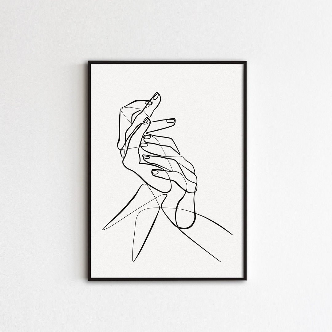 One Line Hand Art Print, Single Line Drawing, Continuous Line Art ...