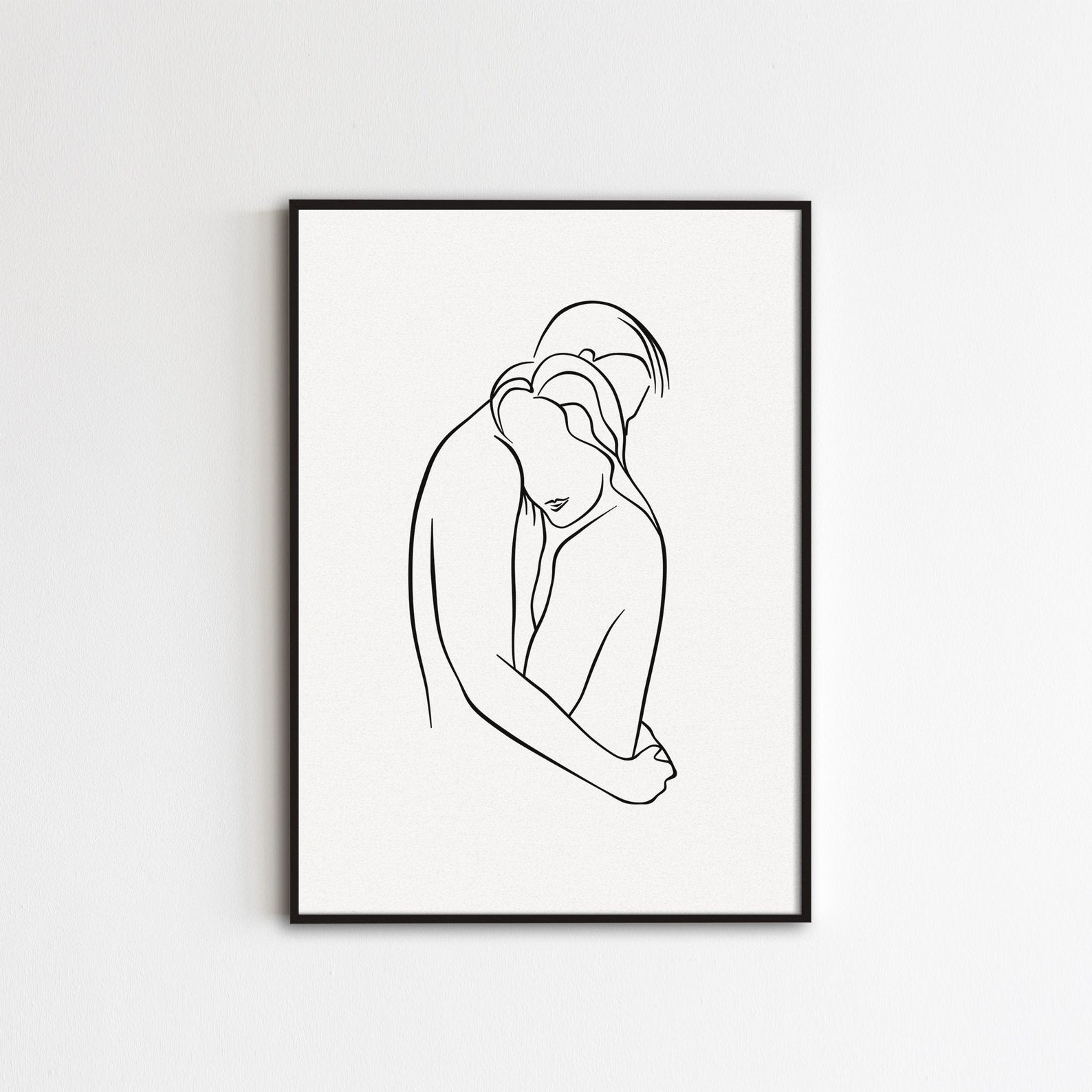 Couple Line Drawing Relationship Art Hug Art Embrace Print | Etsy