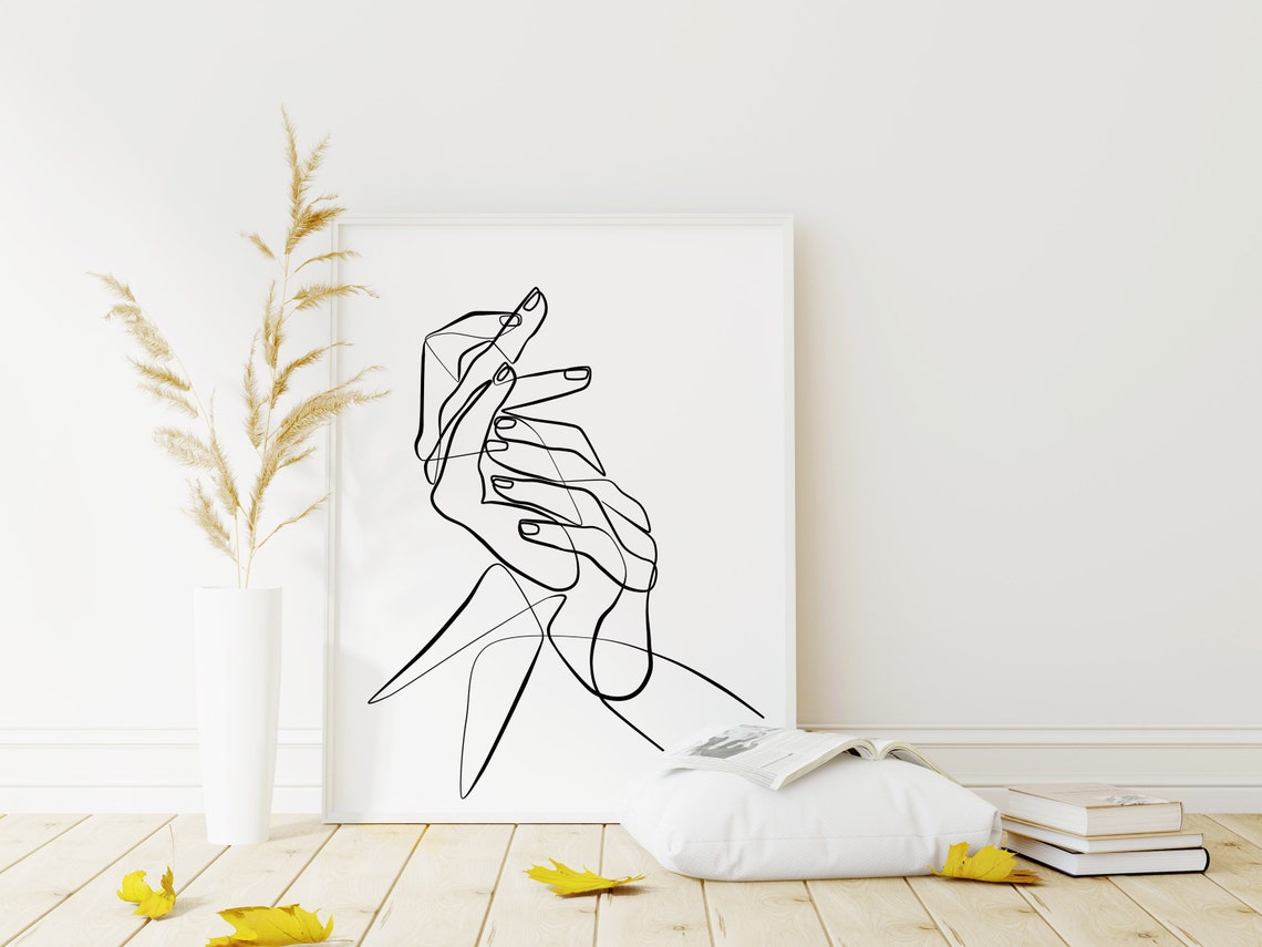 One Line Hand Art Print Single Line Drawing Continuous Line | Etsy