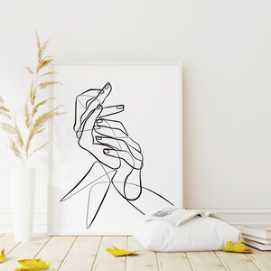 One Line Hand Art Print, Single Line Drawing, Continuous Line Art ...