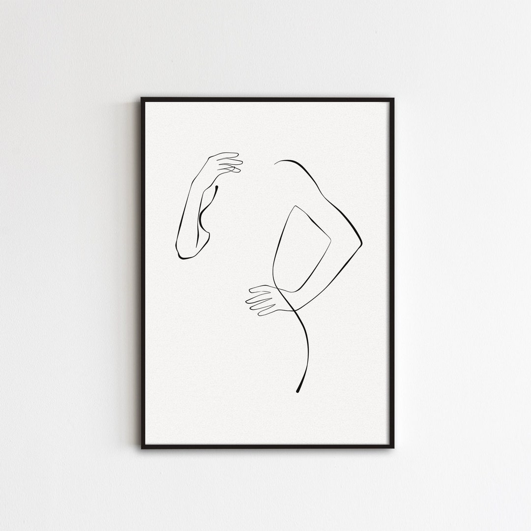 Woman Silhouette Line Art, Body Line Drawing, Abstract Female Body Art ...