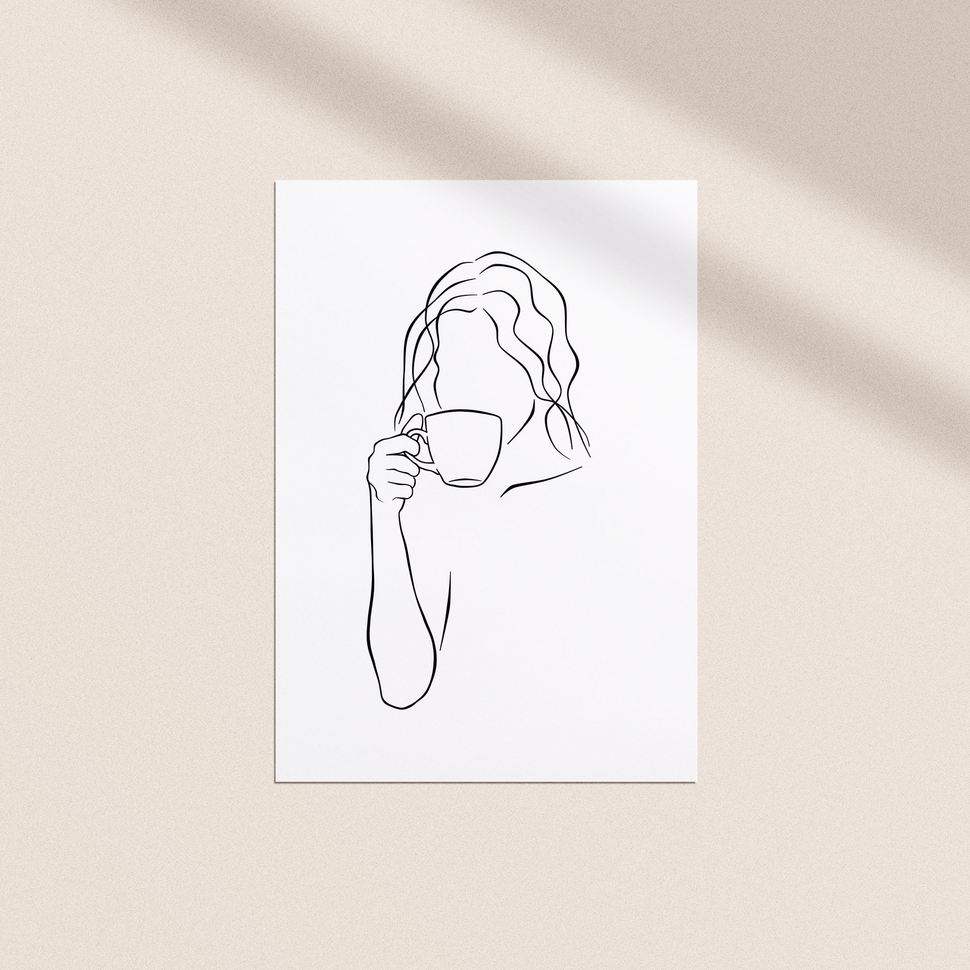 Coffee Line Art Morning Coffee Print Minimalist Kitchen | Etsy