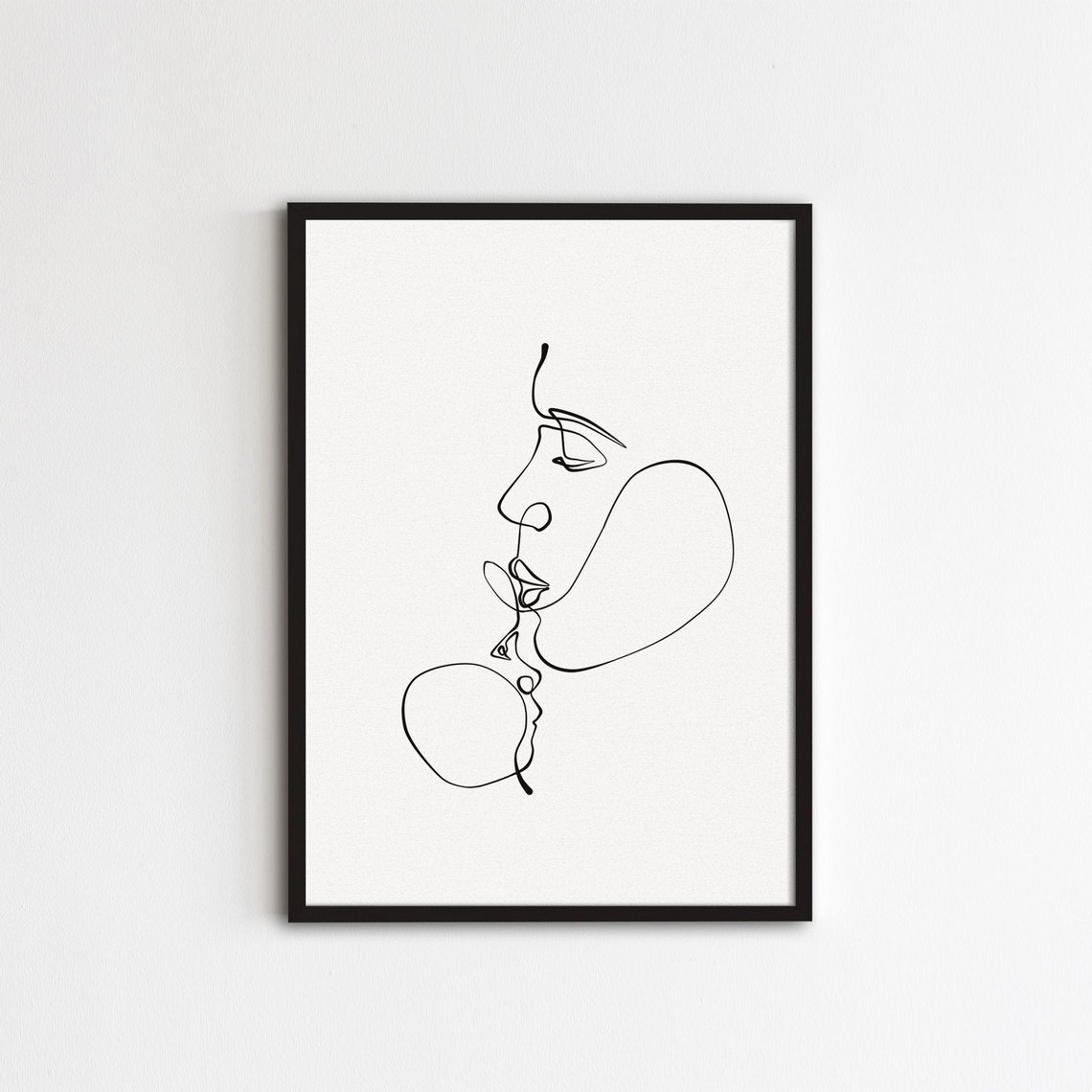 Mother And Child Line Art One Line Face Print Mom And Baby | Etsy