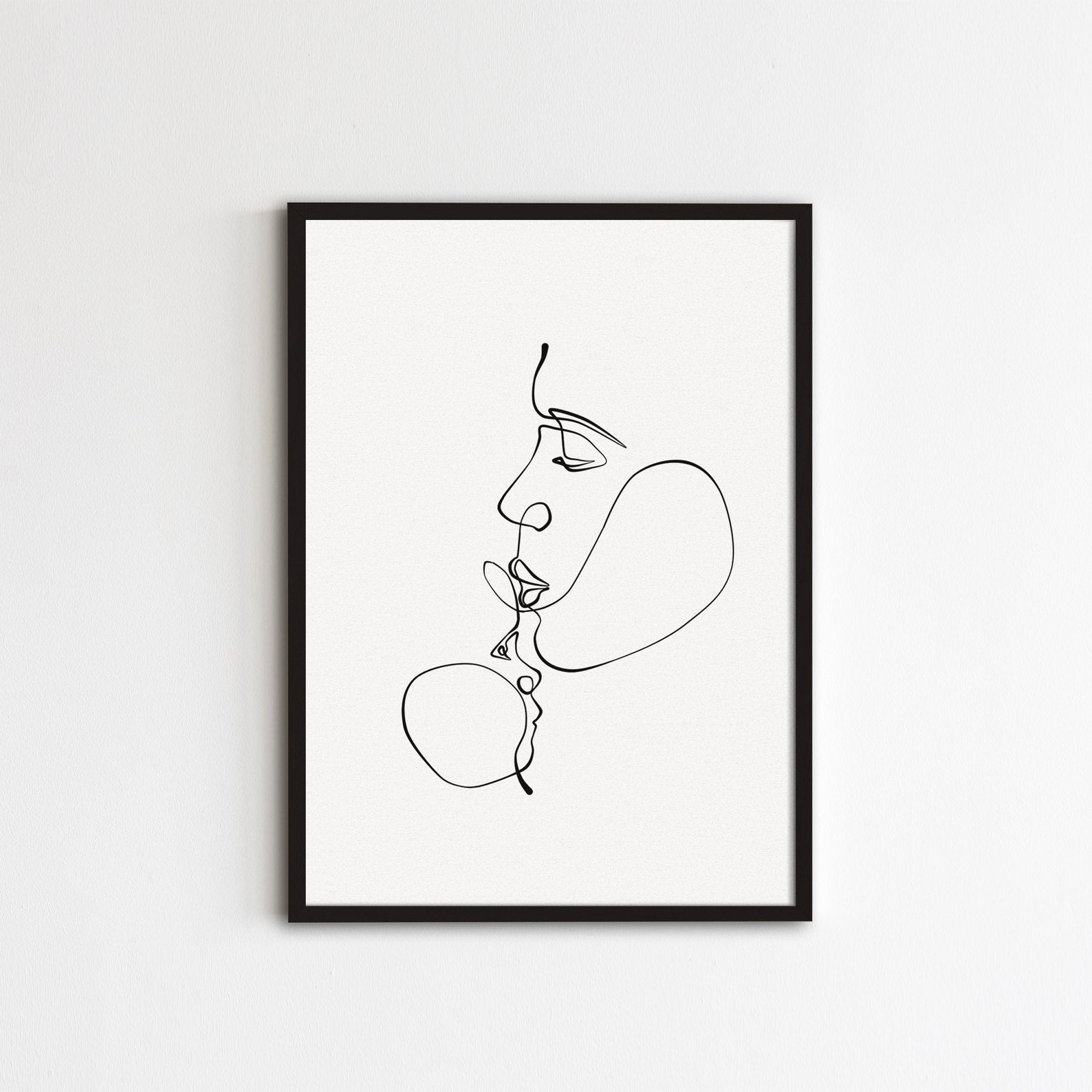 Mother And Child Line Art One Line Face Print Mom And Baby | Etsy