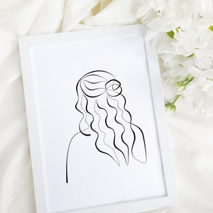 Woman Back Line Art Print, Feminine Drawing, Female Figure Outline ...