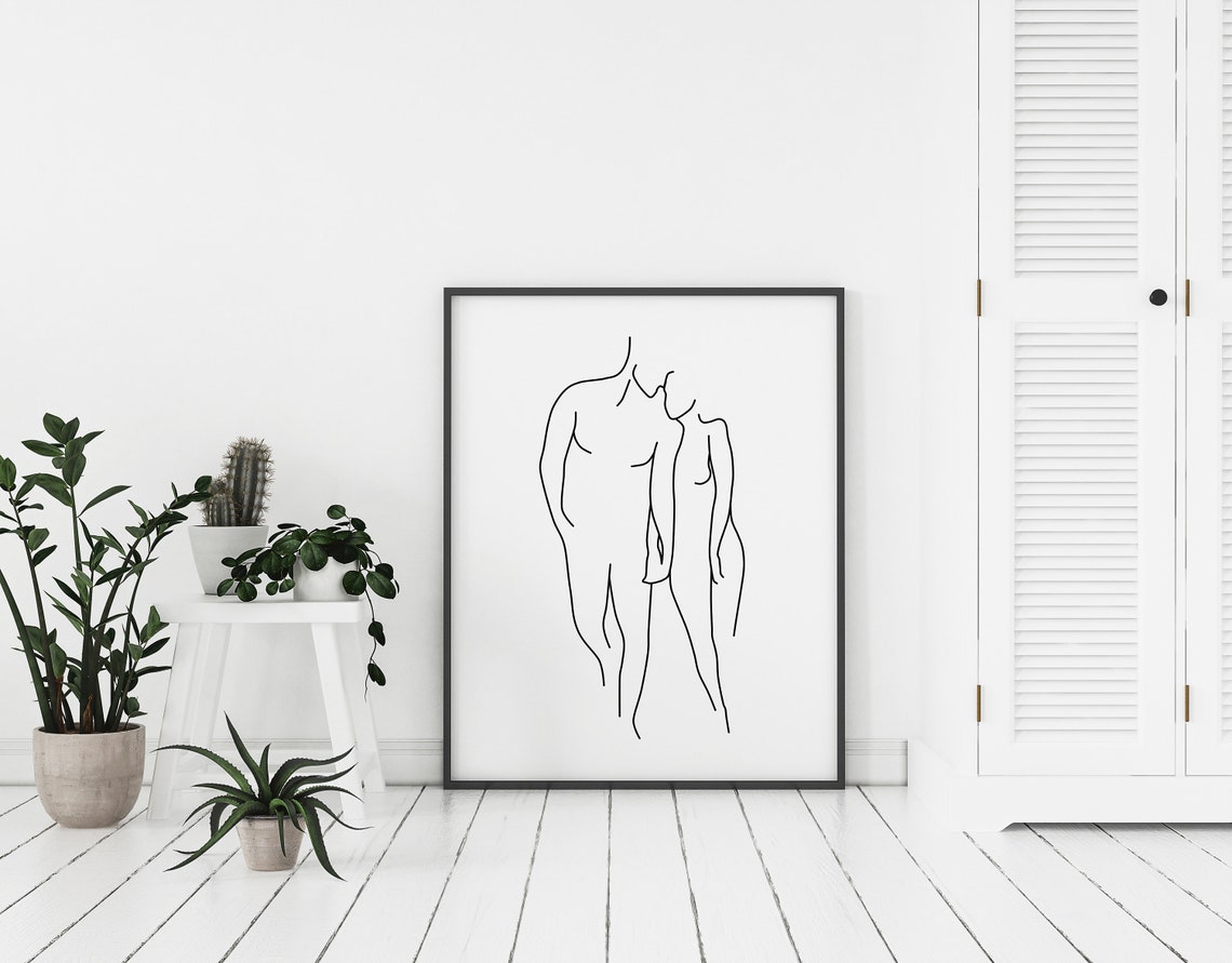 Couple Line Art Minimalist Love Line Drawing Abstract Figure | Etsy