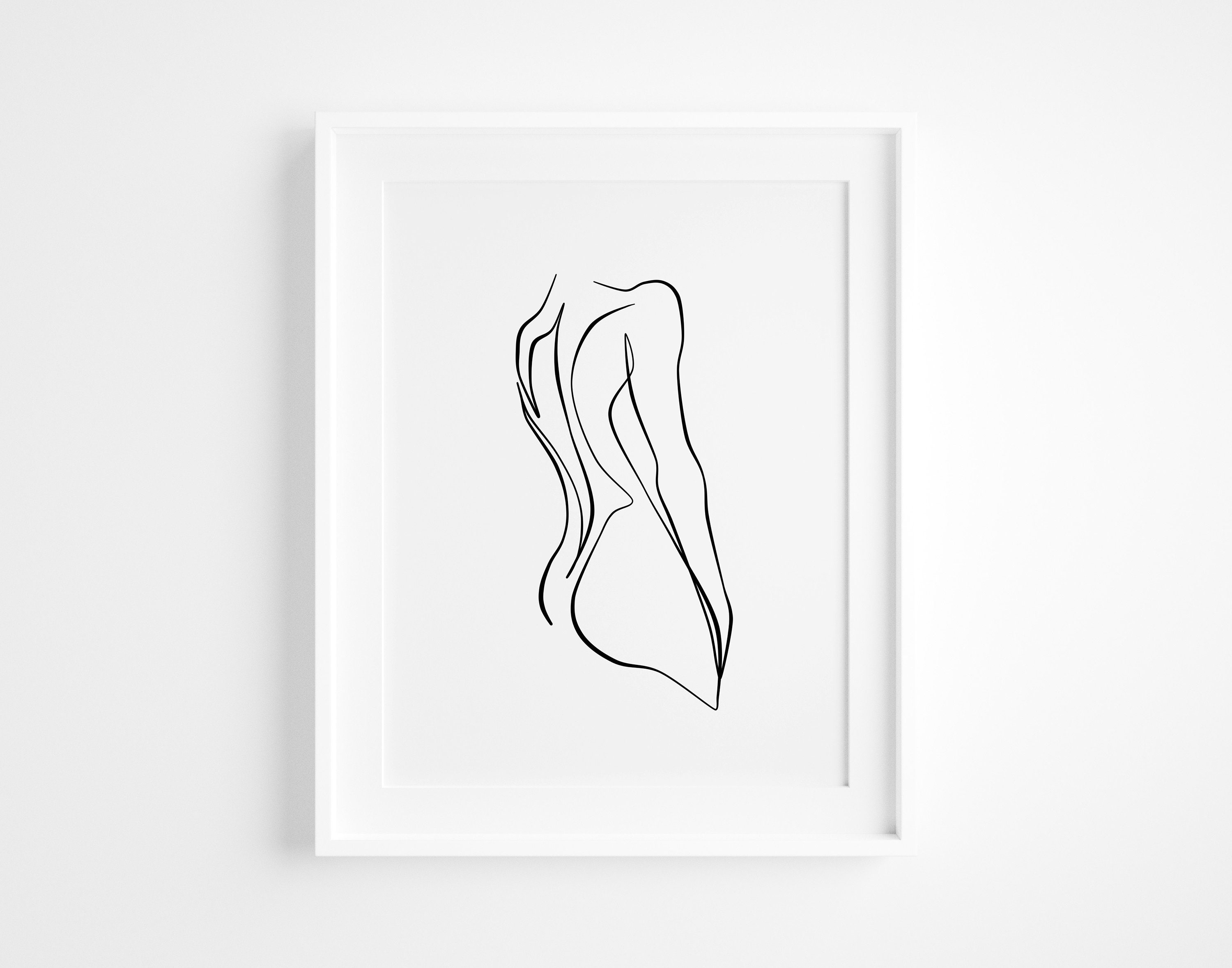 Woman Back Line Art Abstract Woman Body Art Female Back Art | Etsy