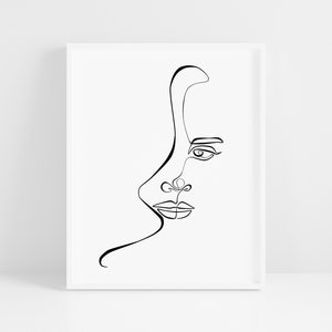 Single Line Face Drawing One Line Face Art Print Abstract - Etsy