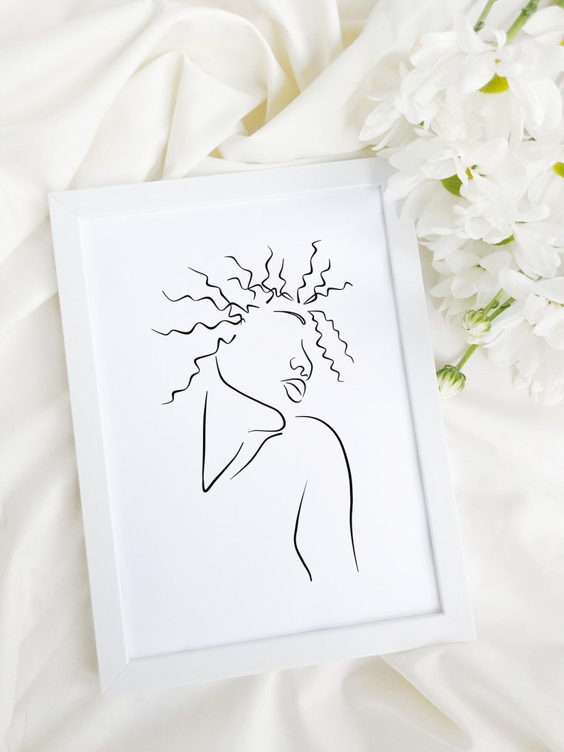 Black Woman Line Art African American Line Drawing - Etsy