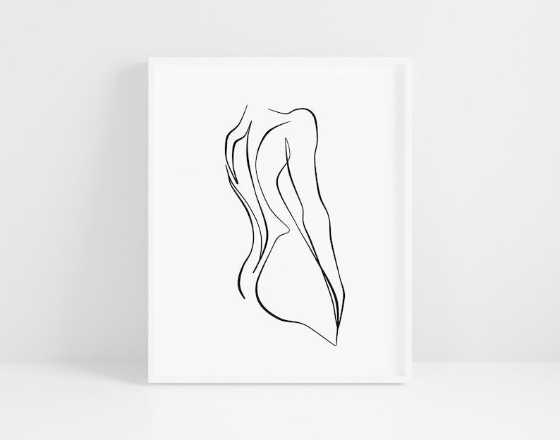 Woman Back Line Art Abstract Woman Body Art Female Back Art | Etsy