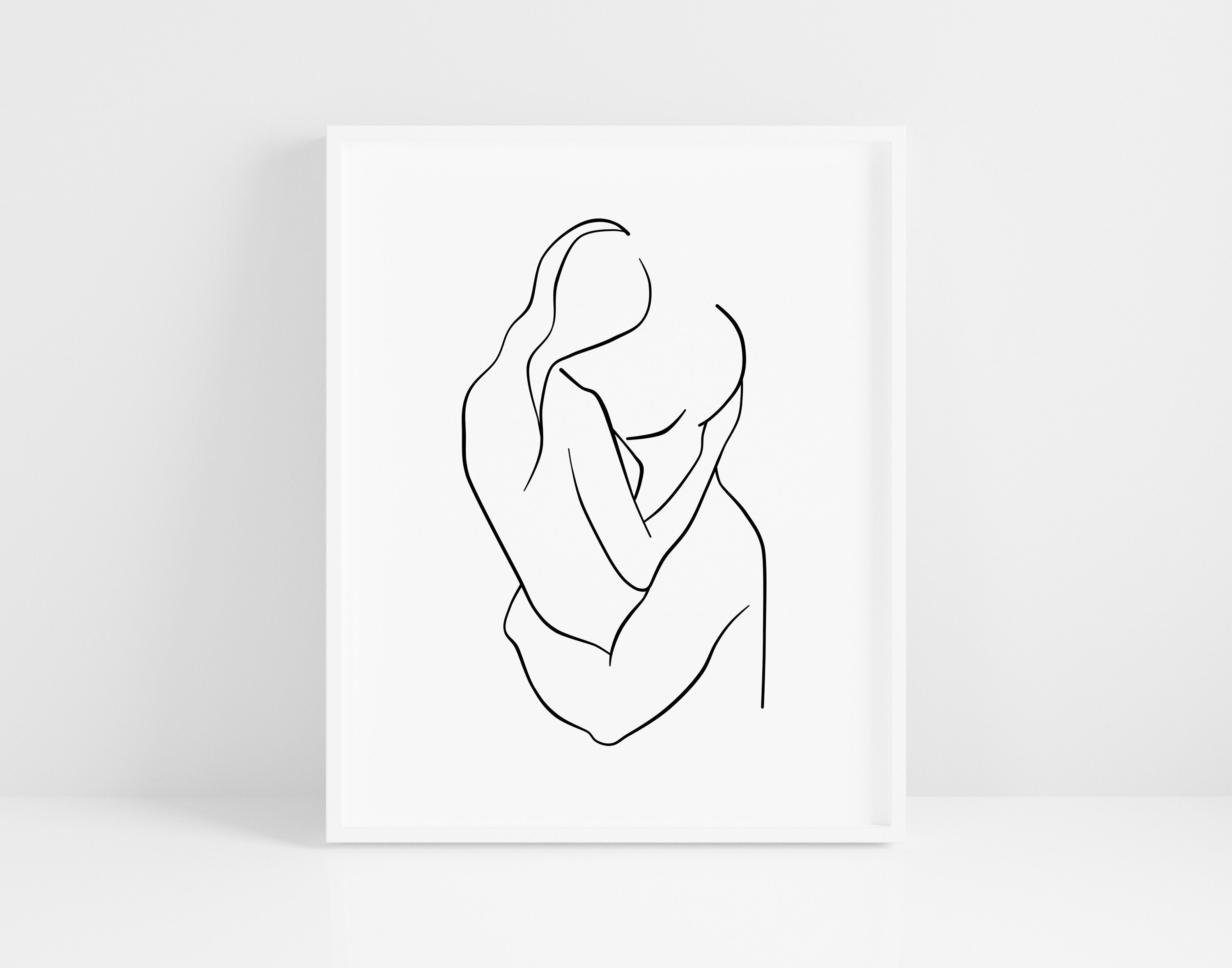 Couple Hugging Print Hug Line Art Abstract Couple Figure - Etsy Canada