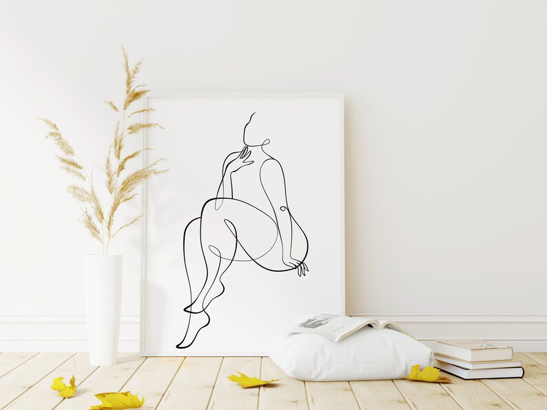 Curvy Woman Print Body Positive Line Drawing Thick Girl Art - Etsy