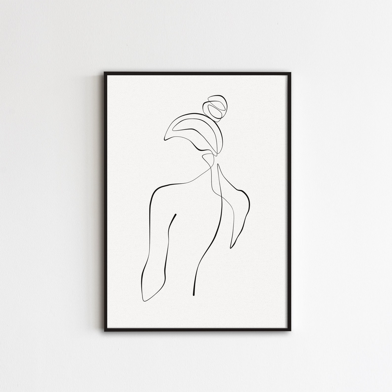 Woman Back Drawing, One Line Art Woman, Female Figure Wall Art, Single ...