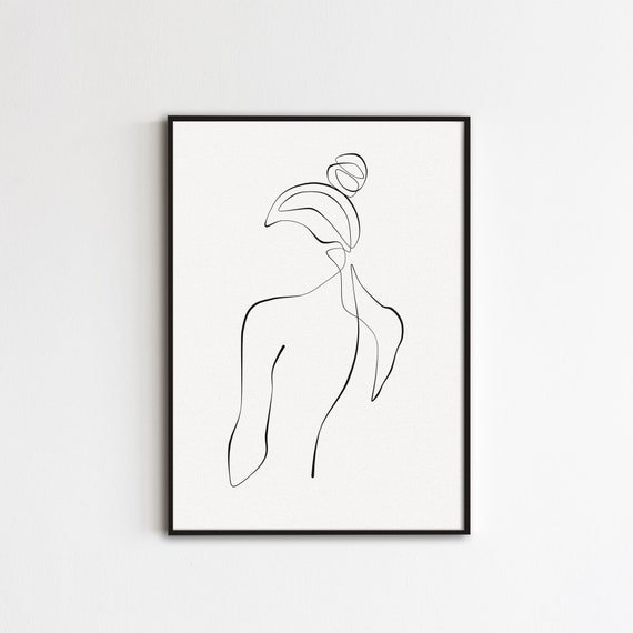 Woman Back Drawing One Line Art Woman Female Figure Wall - Etsy