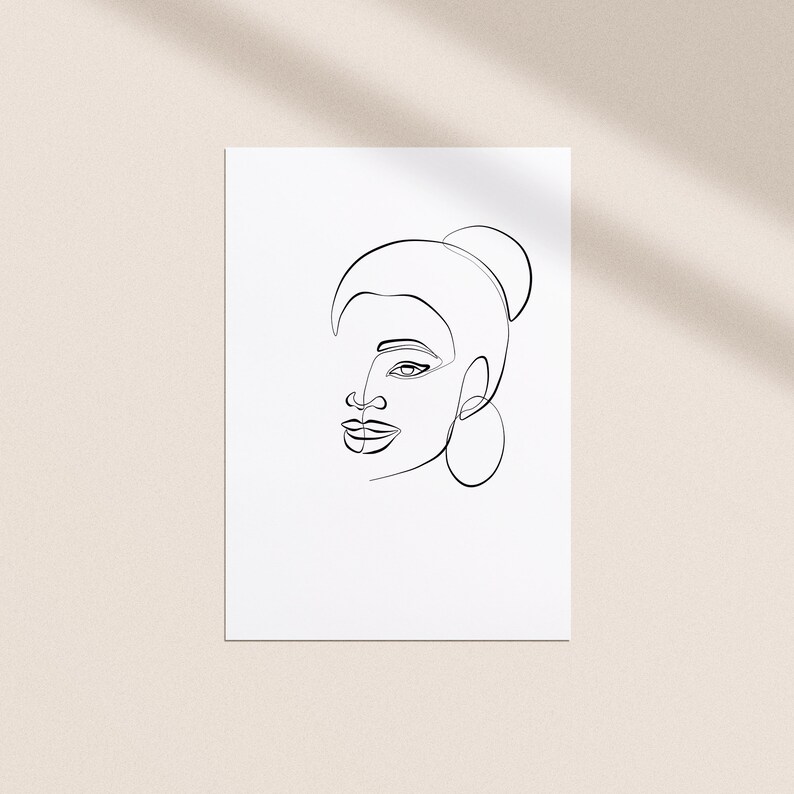 African American Face Line Art One Line Drawing Black Woman | Etsy