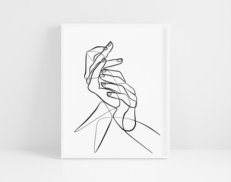 One Line Hand Art Print Single Line Drawing Continuous Line | Etsy