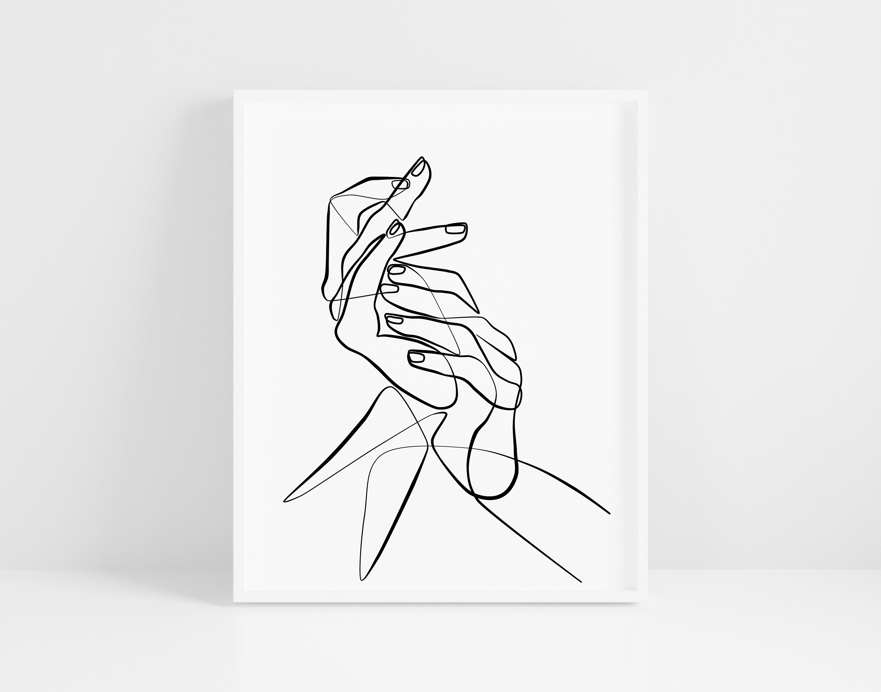 One Line Hand Art Print Single Line Drawing Continuous Line | Etsy