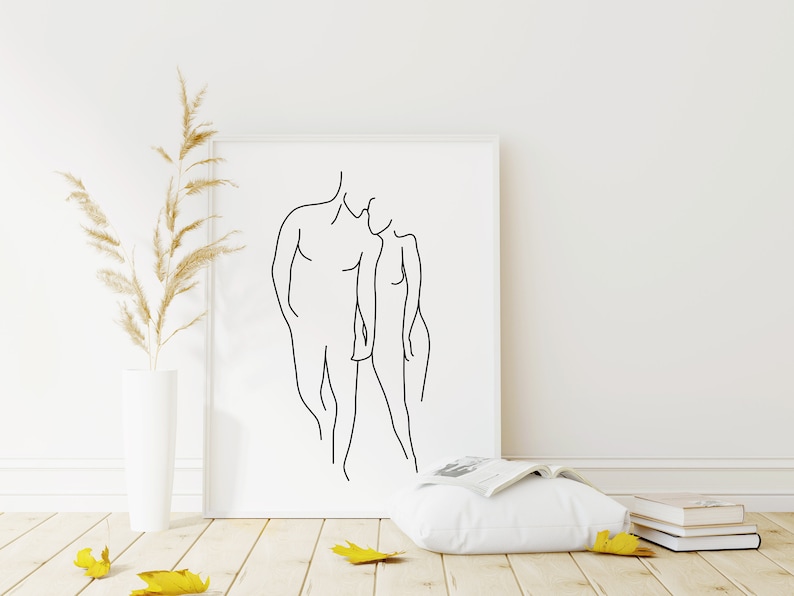 Couple Line Art Minimalist Love Line Drawing Abstract Figure - Etsy