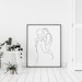 Abstract Kiss Line Art, Couple Hug Wall Print, Kissing Line Drawing ...