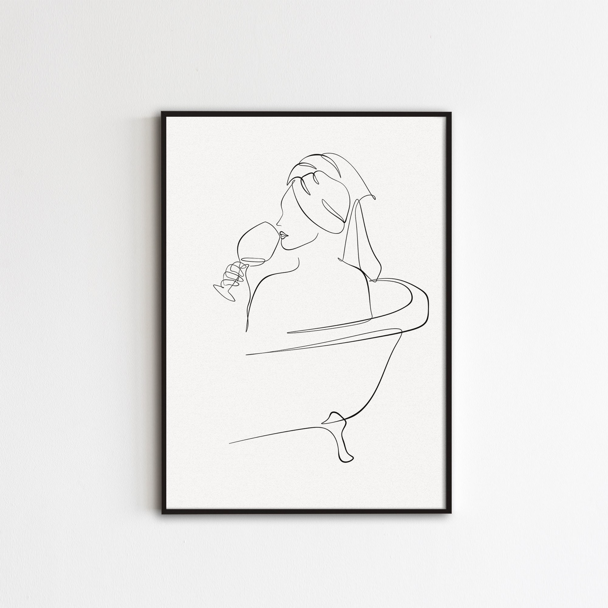 Woman in Bathtub Art Woman in Towel Print Woman Drinking | Etsy