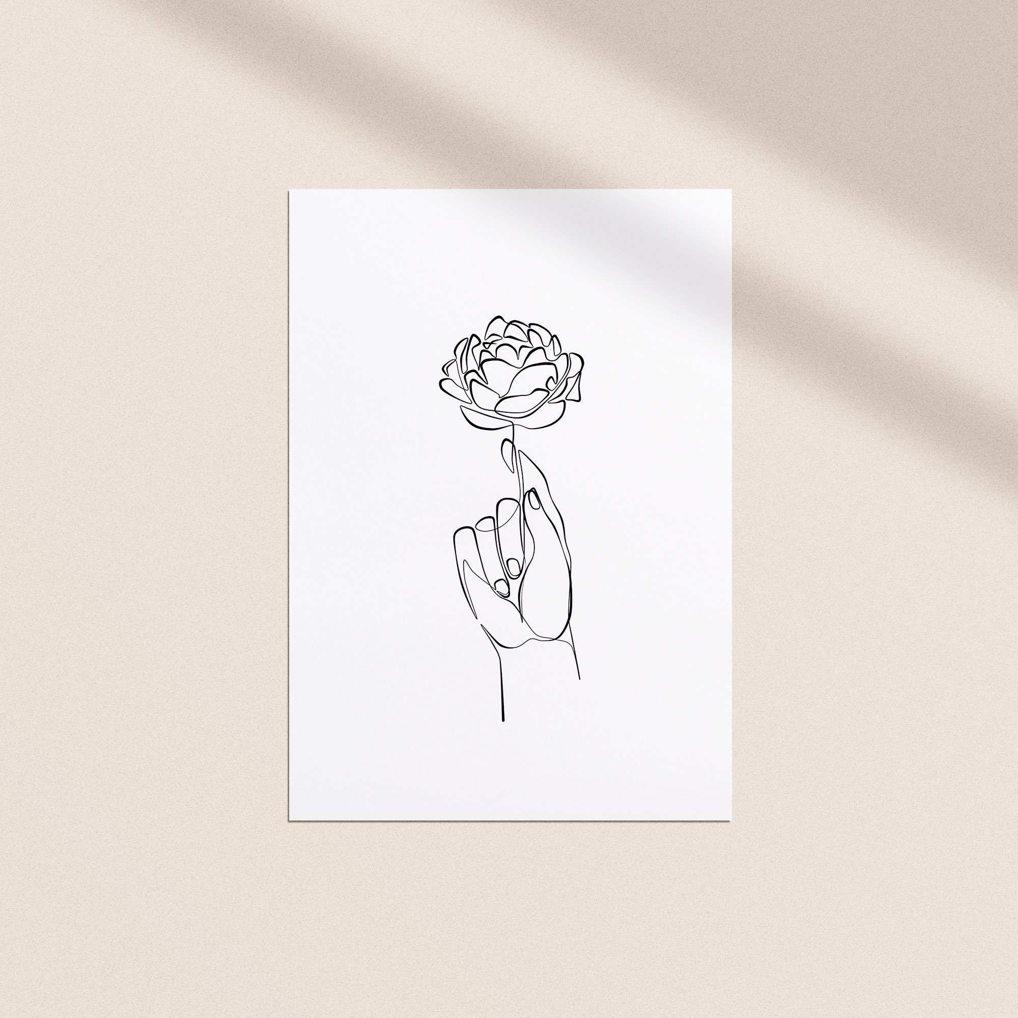 Peony Line Art Flower Hand Print Botanical Line Drawing | Etsy