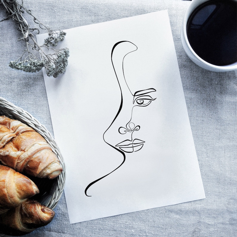 Single Line Face Drawing One Line Face Art Print Abstract | Etsy