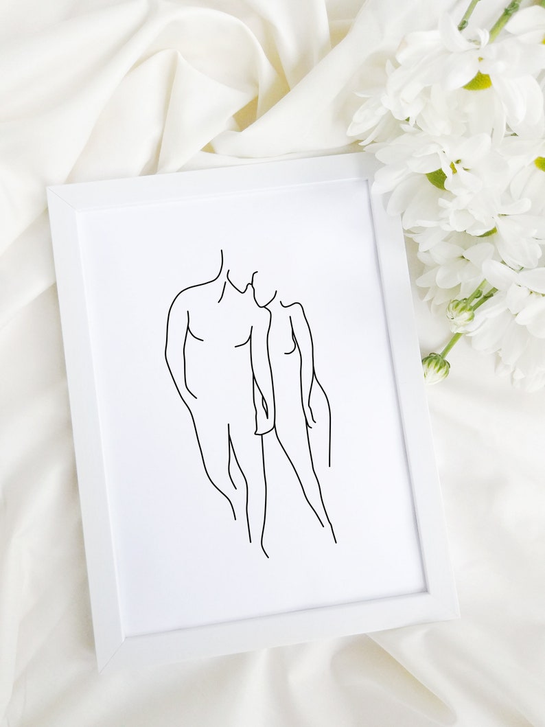 Couple Line Art Minimalist Love Line Drawing Abstract Figure - Etsy