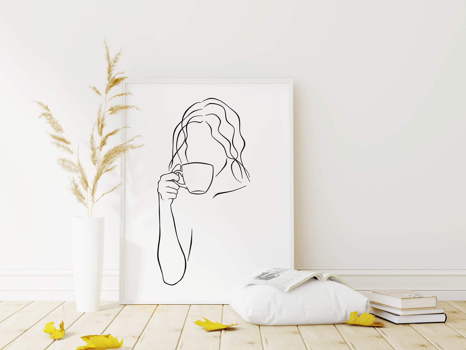 Coffee Line Art Morning Coffee Print Minimalist Kitchen - Etsy