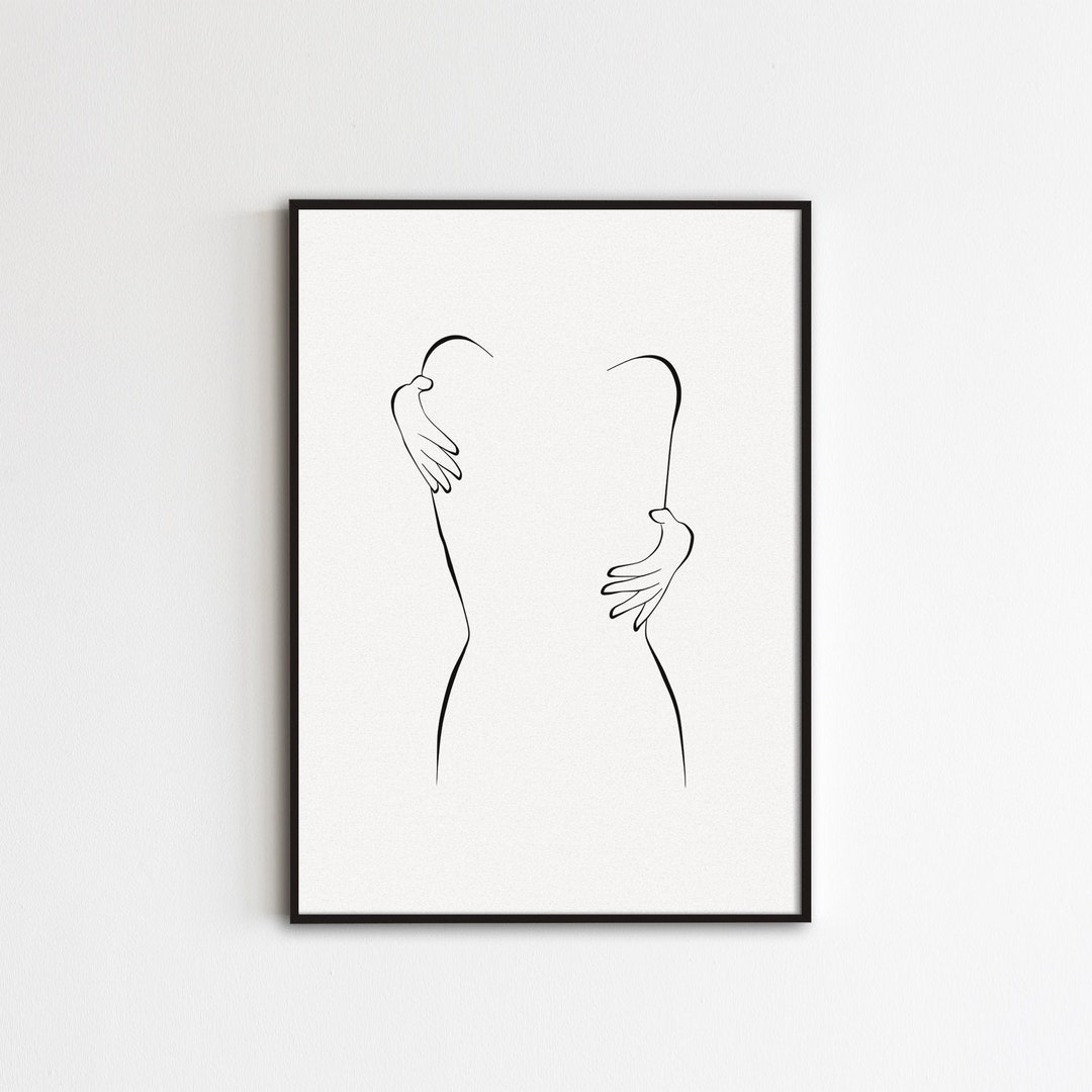Woman Back Line Art, Self Love Print, Self Care Illustration, Self Hug ...