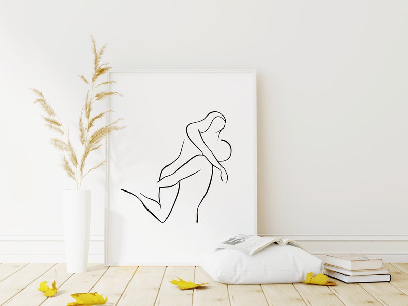 Couple Hugging Art Hug Line Art Abstract Love Wall Art Man | Etsy