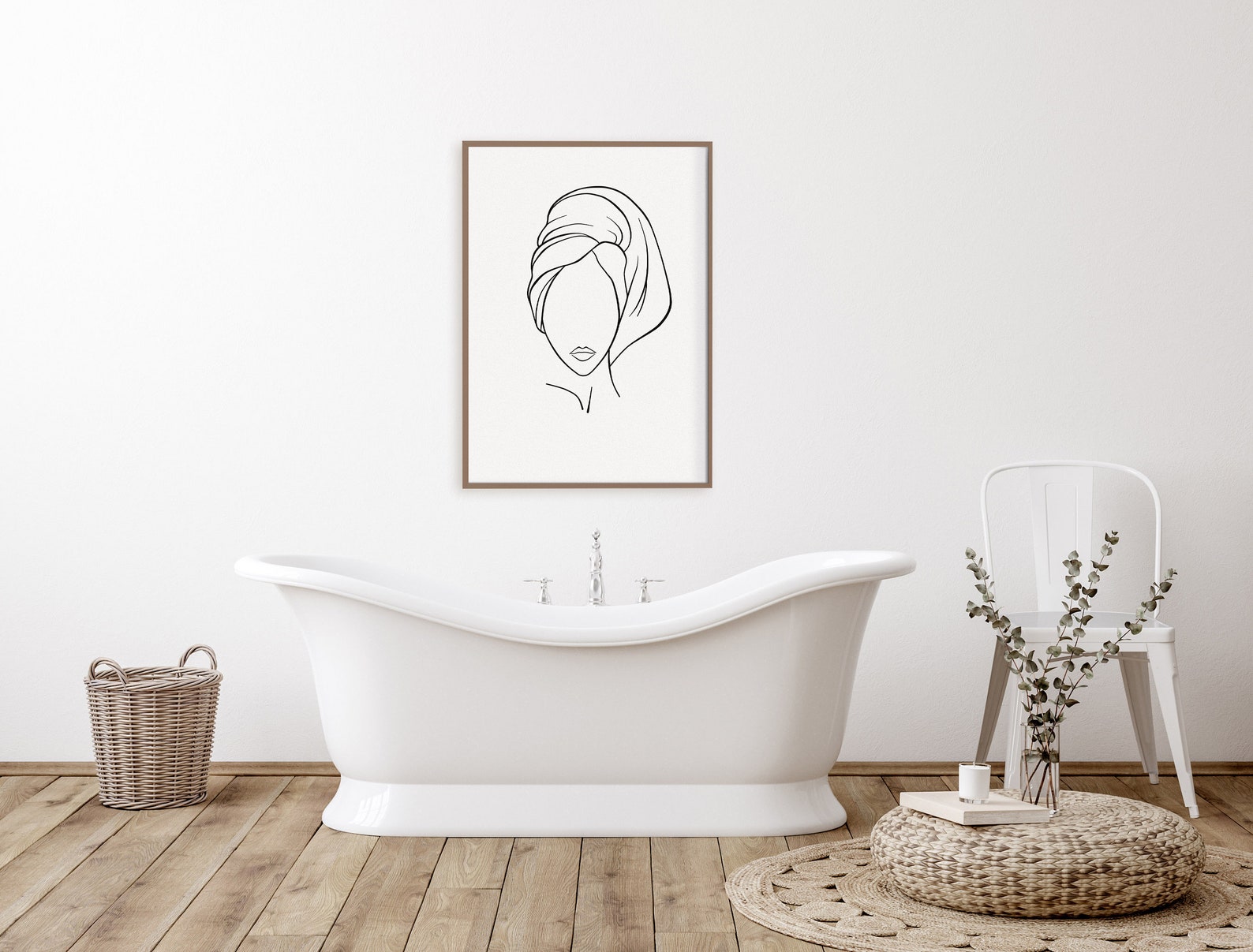Bathroom Line Drawing Minimal Bathroom Art Minimalist Face - Etsy
