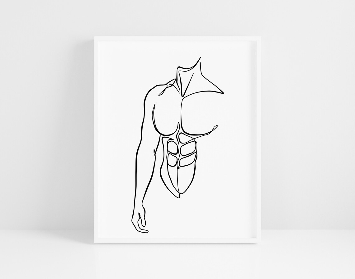 Man Line Art Male Body Line Drawing Abstract Naked Body | Etsy