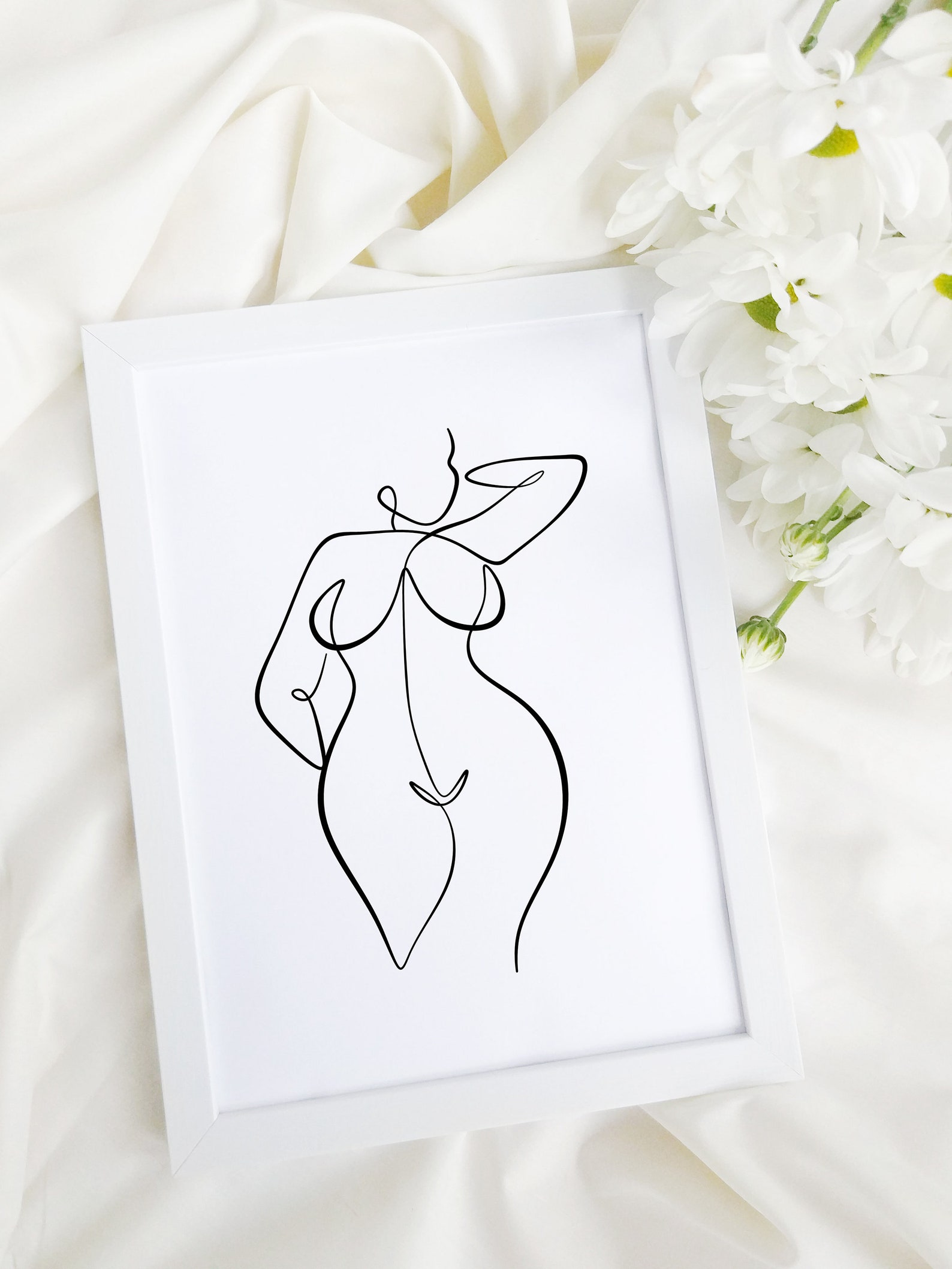 Body Positive Line Drawing One Line Art Curvy Woman Print Etsy