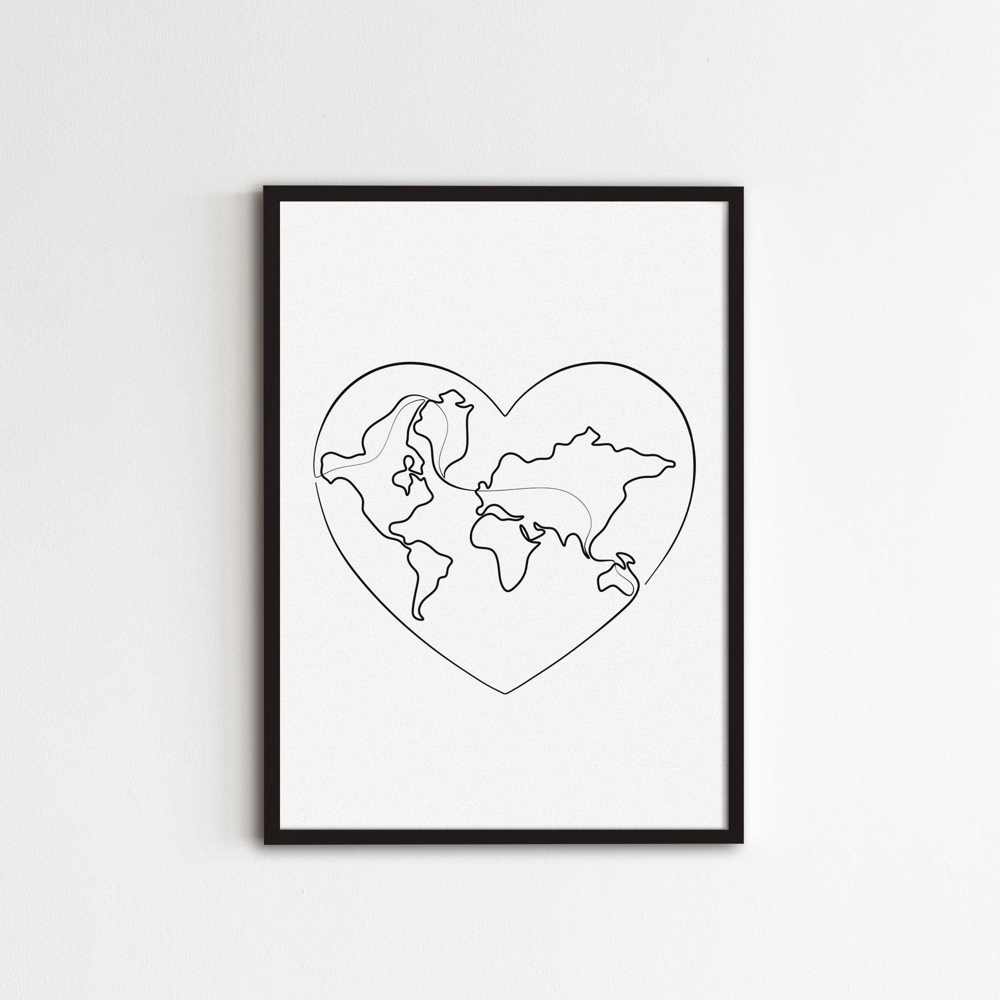 World Map Line Art Travel Line Drawing Wanderlust Print | Etsy