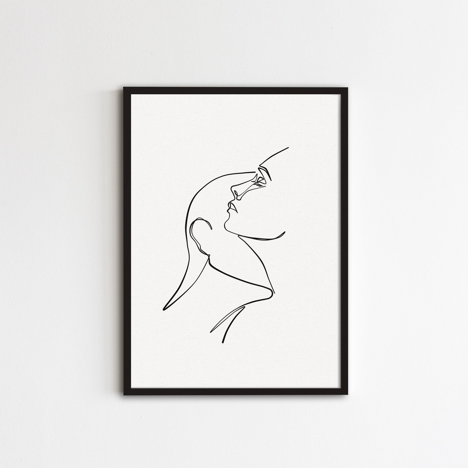 Kissing Line Art Abstract Faces Print Couple Kiss Line | Etsy
